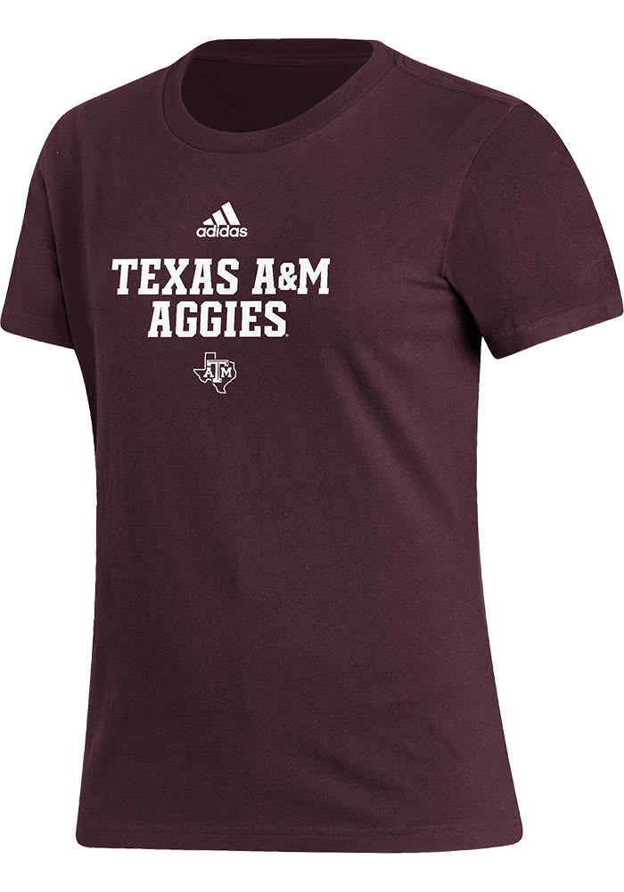 Adidas Texas A&M Aggies Womens MAROON Essential Fresh T-Shirt - 148500704