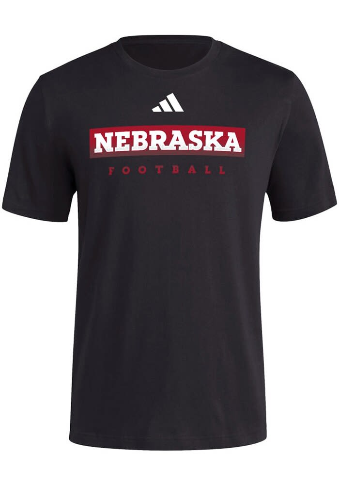 Adidas Nebraska Cornhuskers BLACK Locker Practice Football Short Sleeve ...