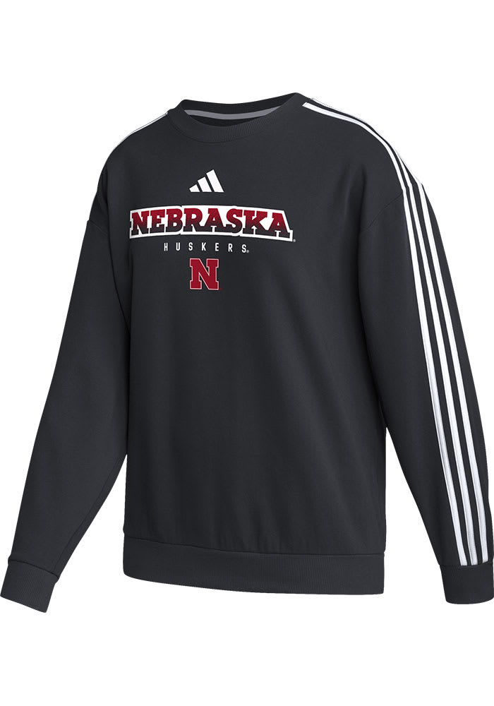 Nebraska Cornhuskers Adidas Crew Sweatshirt Womens BLACK Oversize Long ...