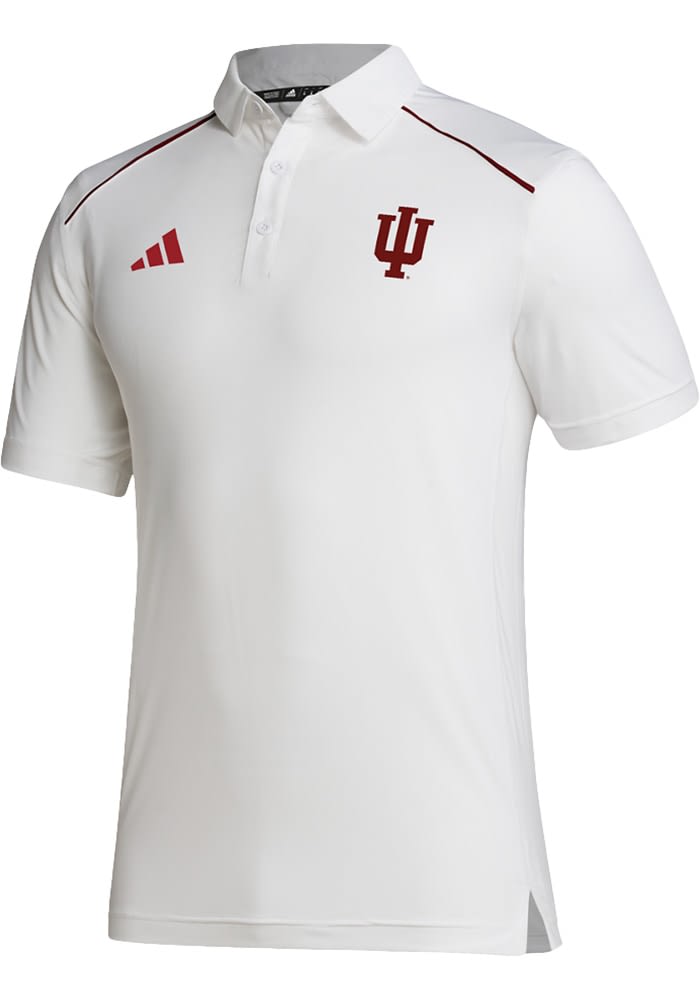Adidas Indiana Hoosiers Mens Primary Logo White Short Sleeve Polo ...