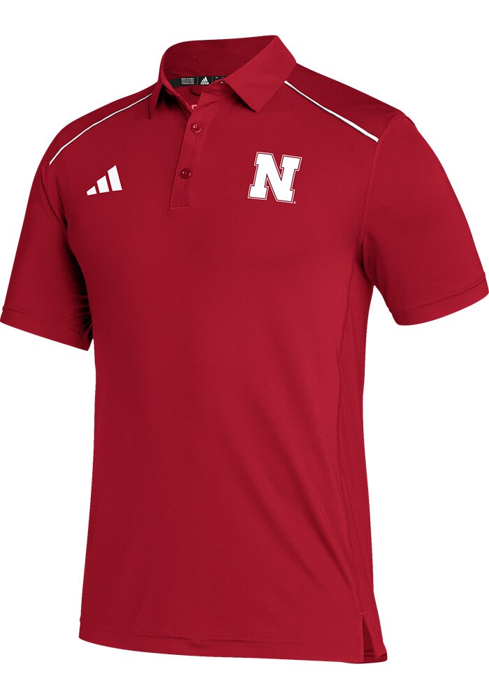 Adidas Nebraska Cornhuskers Mens Primary Logo Red Short Sleeve Polo ...