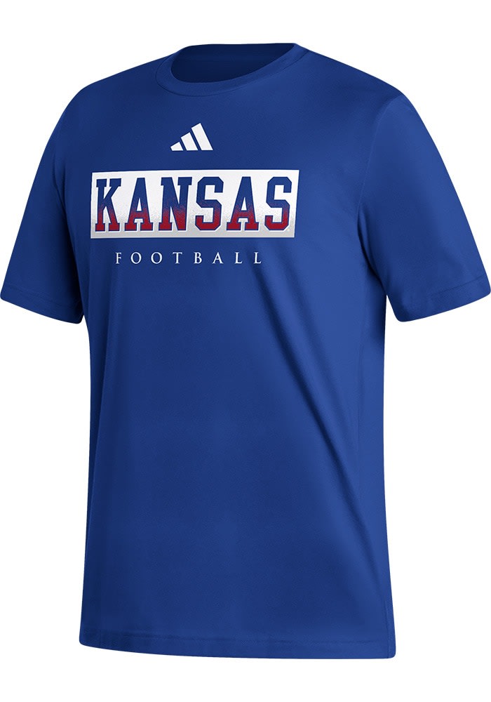 Adidas Kansas Jayhawks ROYAL Locker Practice Football Short Sleeve T Shirt