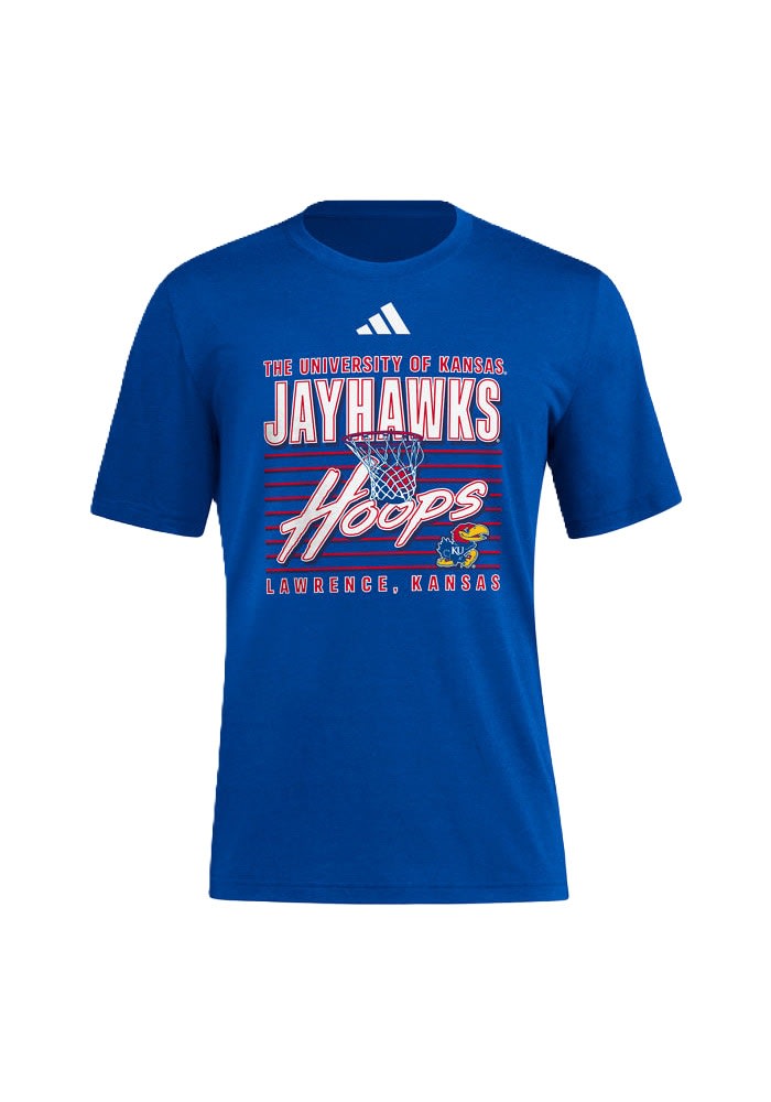 Adidas Kansas Jayhawks ROYAL Fresh Basketball Hoops Short Sleeve T ...