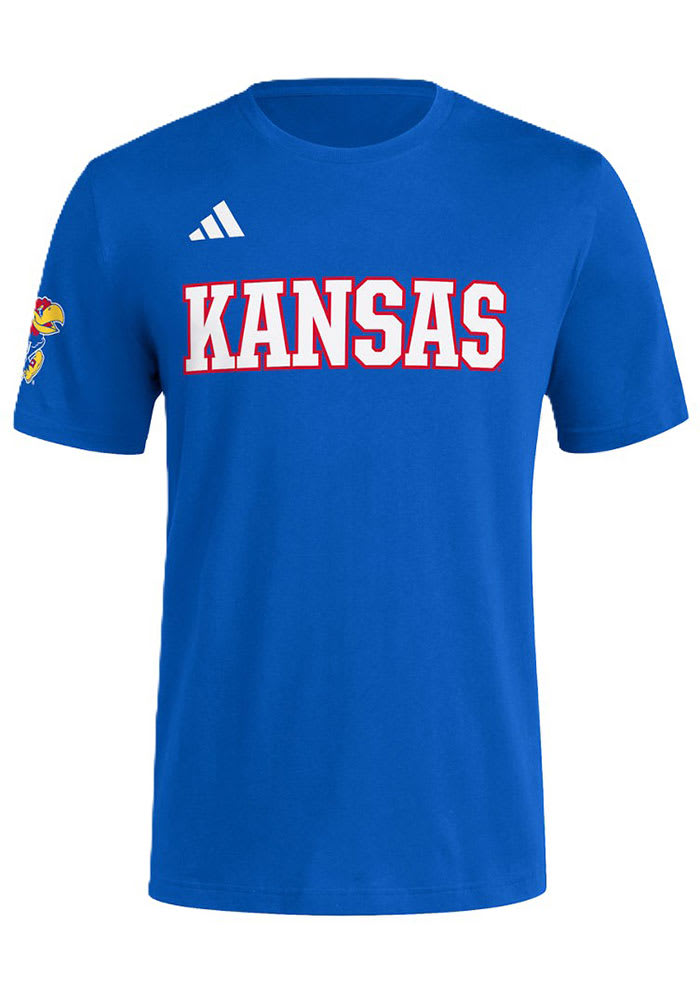 Adidas Kansas Jayhawks ROYAL Baseball Wordmark Short Sleeve T Shirt ...