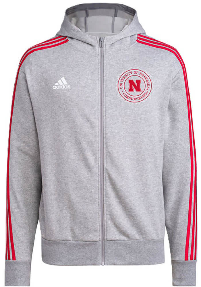 Adidas Nebraska Cornhuskers Mens GREY King Of Big Seal Full Zip - 148505768