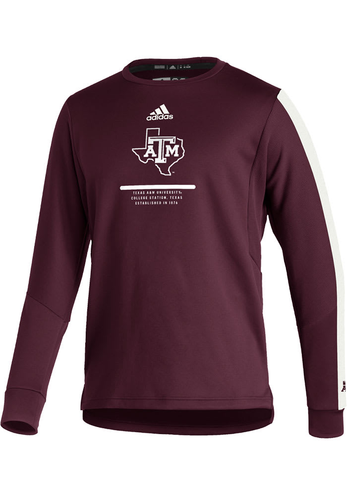 Adidas Texas A&M Aggies Mens Long Sleeve MAROON Sideline Sweatshirt ...