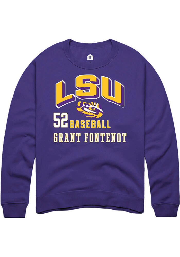 Grant Fontenot LSU Tigers Mens PURPLE NIL Arch Logo Player Crew - 14949616