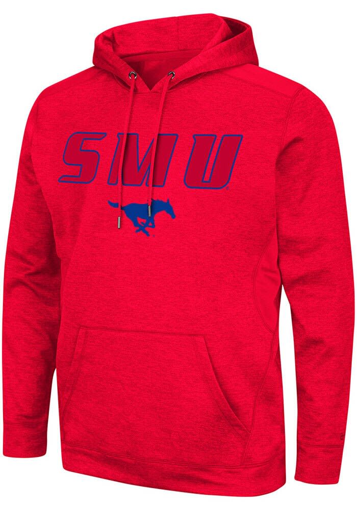 SMU Mustangs Mens Colosseum RED HEATHER Showtime Hood - 150305450