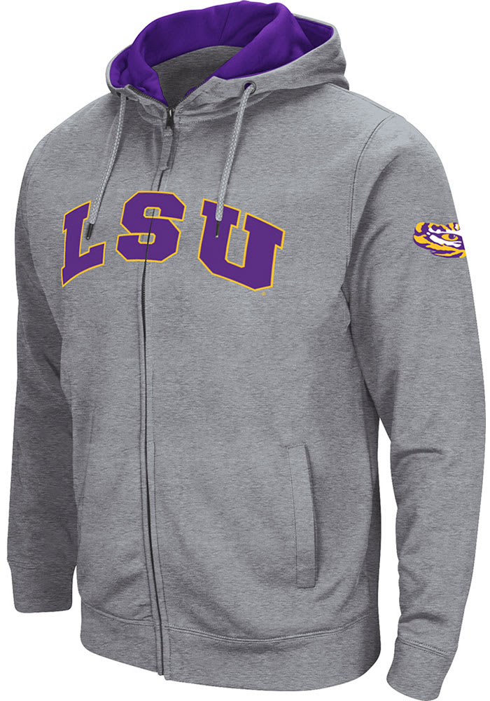 Colosseum LSU Tigers Mens GREY Henry Fleece Full Zip - 150308780
