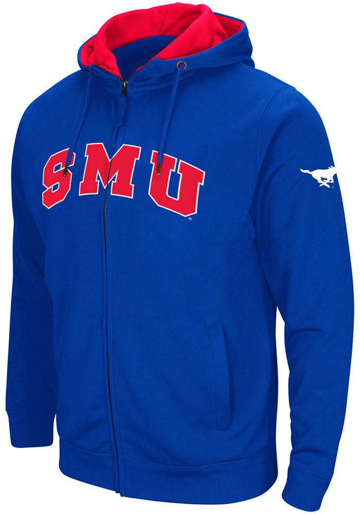 Colosseum SMU Mustangs Mens ROYAL Henry Fleece Full Zip - 150308819
