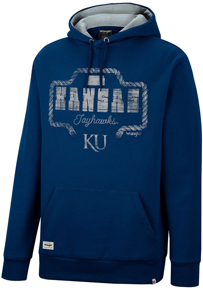 Wrangler Kansas Jayhawks Mens ROYAL Rope Hoodie - 150309088