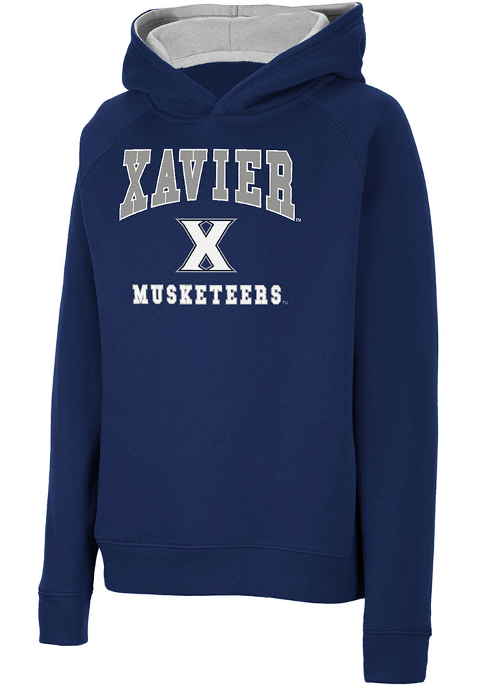 Xavier Musketeers Colosseum Youth NAVY Number 1 Long Sleeve Hoodie ...