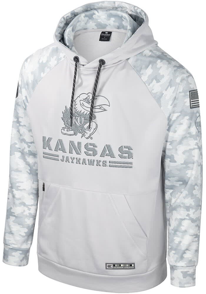 Kansas Jayhawks Mens Colosseum LIGHTGREY OHT Ice Hood - 150311861