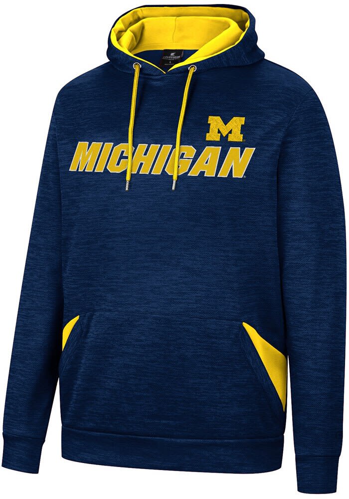 Michigan Wolverines Mens Colosseum BLUE Bushwood Pullover Hood - 150312975