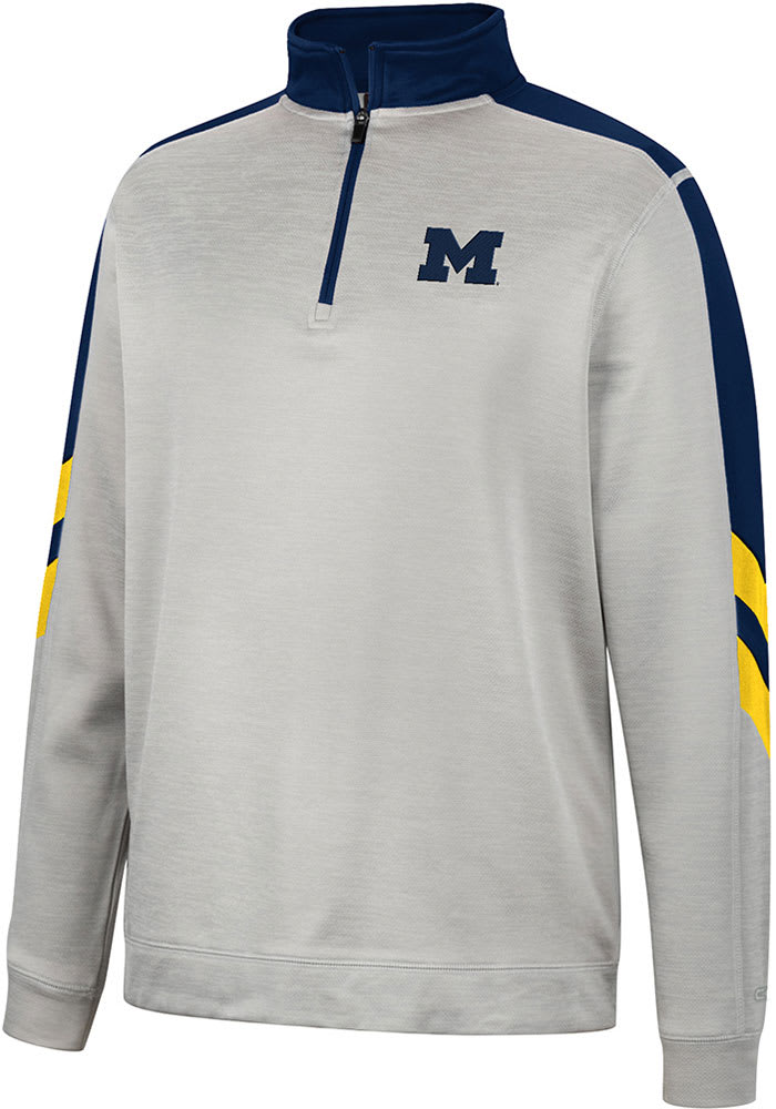 Colosseum Michigan Wolverines Mens GREY Bushwood Fleece Pullover ...