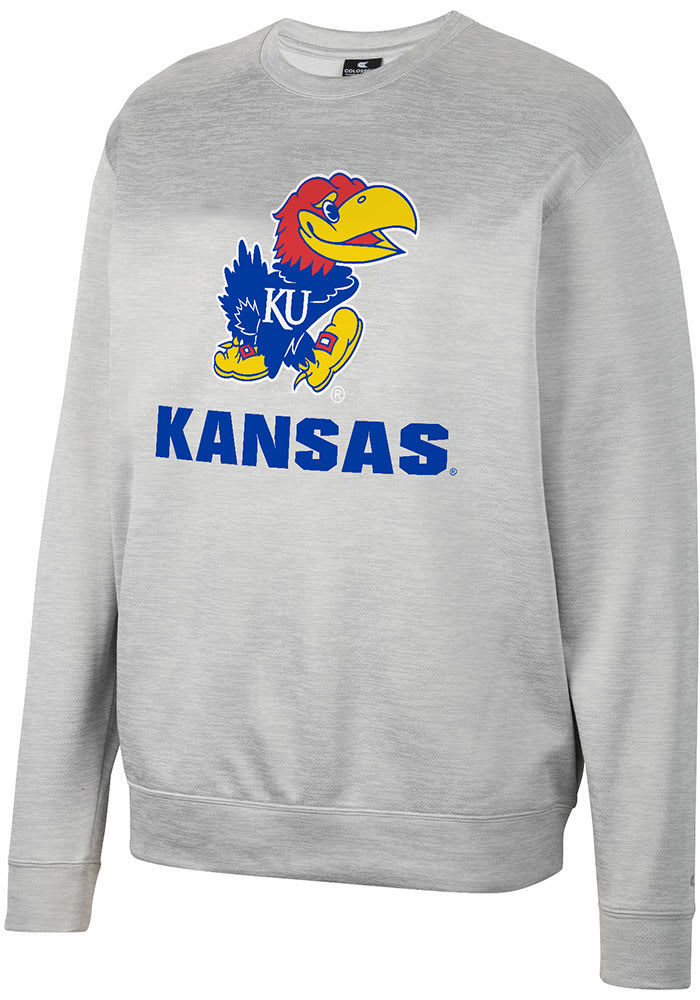 Colosseum Kansas Jayhawks Mens Long Sleeve GREY Creed Sweatshirt ...