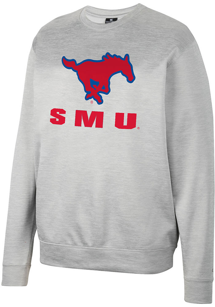 Colosseum SMU Mustangs Mens Long Sleeve GREY Creed Sweatshirt - 150315154