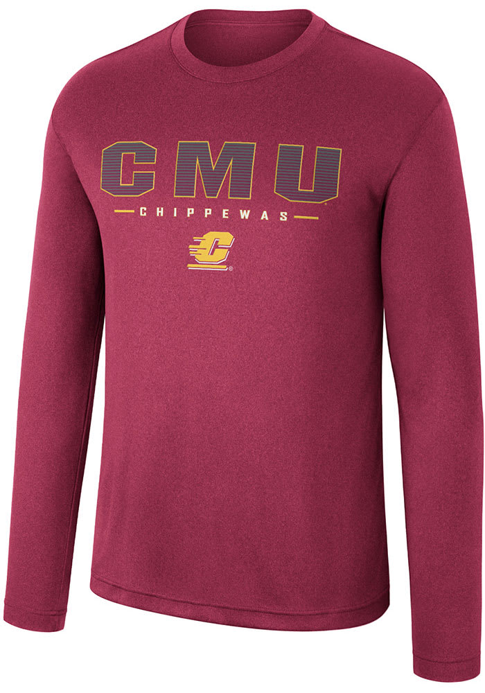 Colosseum Central Michigan Chippewas MAROON Messi Long Sleeve T-Shirt ...