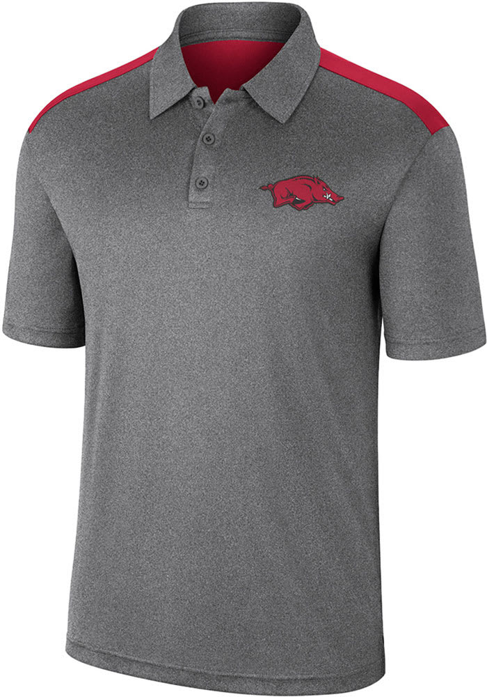 Colosseum Arkansas Razorbacks Mens Rahm CHARCOAL Short Sleeve Polo ...