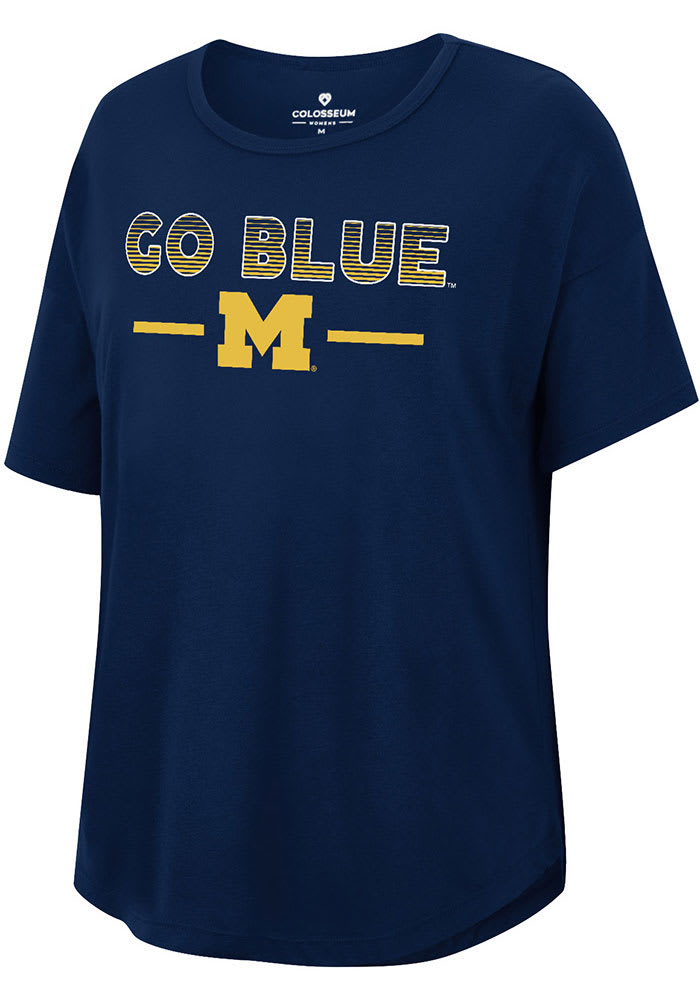 Colosseum Michigan Wolverines Womens BLUE Reporter Drop Shoulder T ...