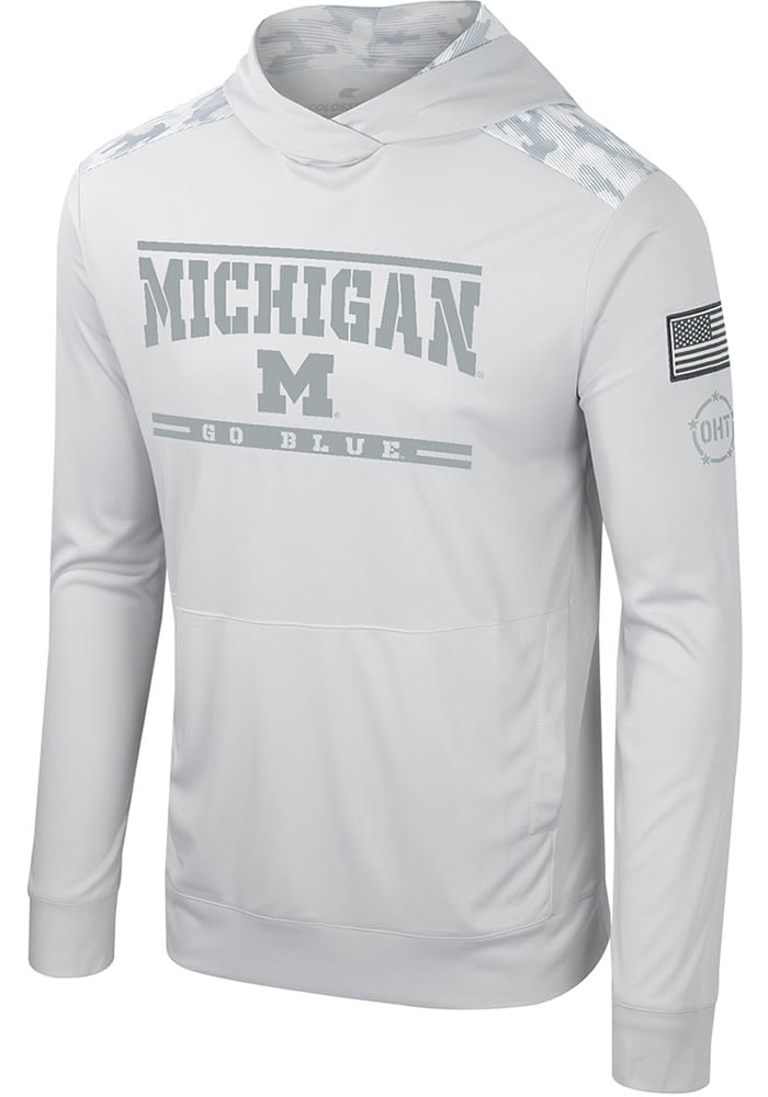 Michigan Wolverines Mens Colosseum LIGHTGREY OHT Ice Crossover Hood ...