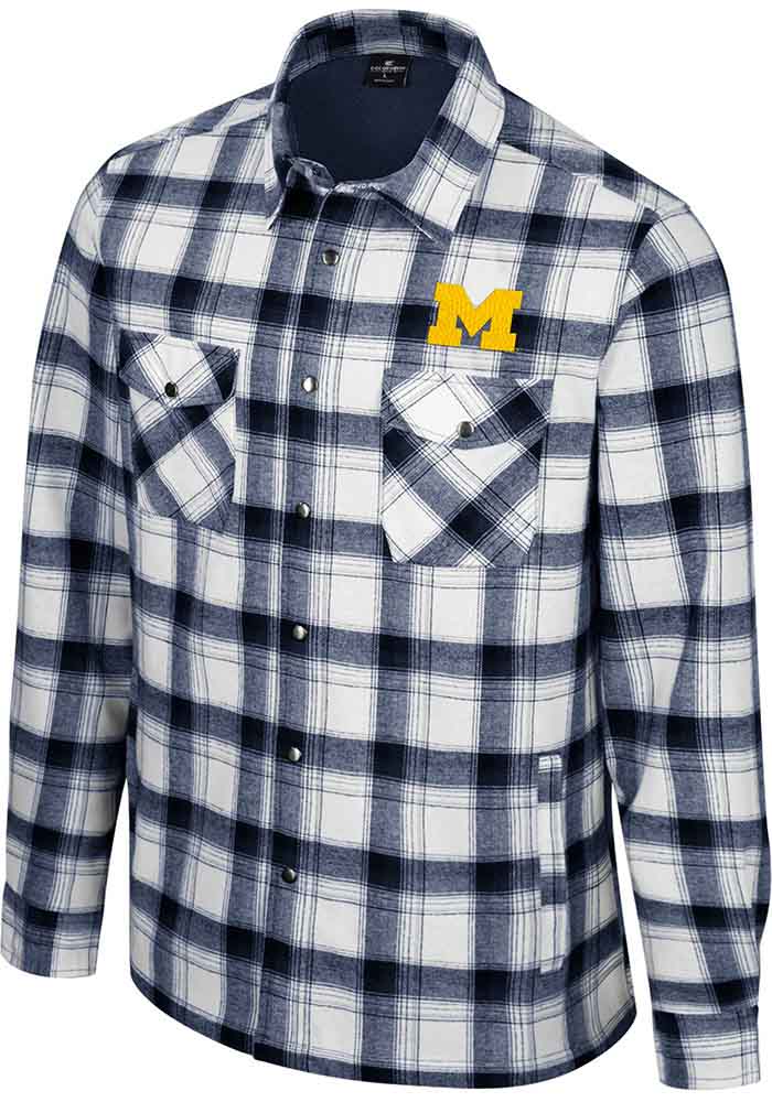 Colosseum Michigan Wolverines Mens CREAM Silent Majesty Plaid Light ...
