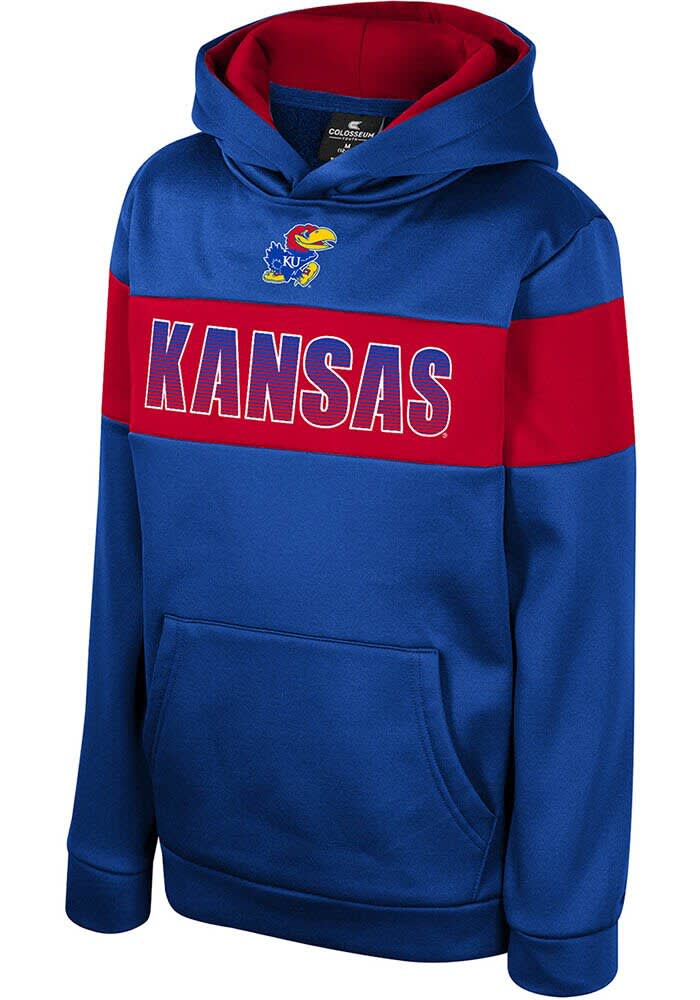 Kansas Jayhawks Colosseum Youth ROYAL Lewis Wordmark Long Sleeve Hoodie ...