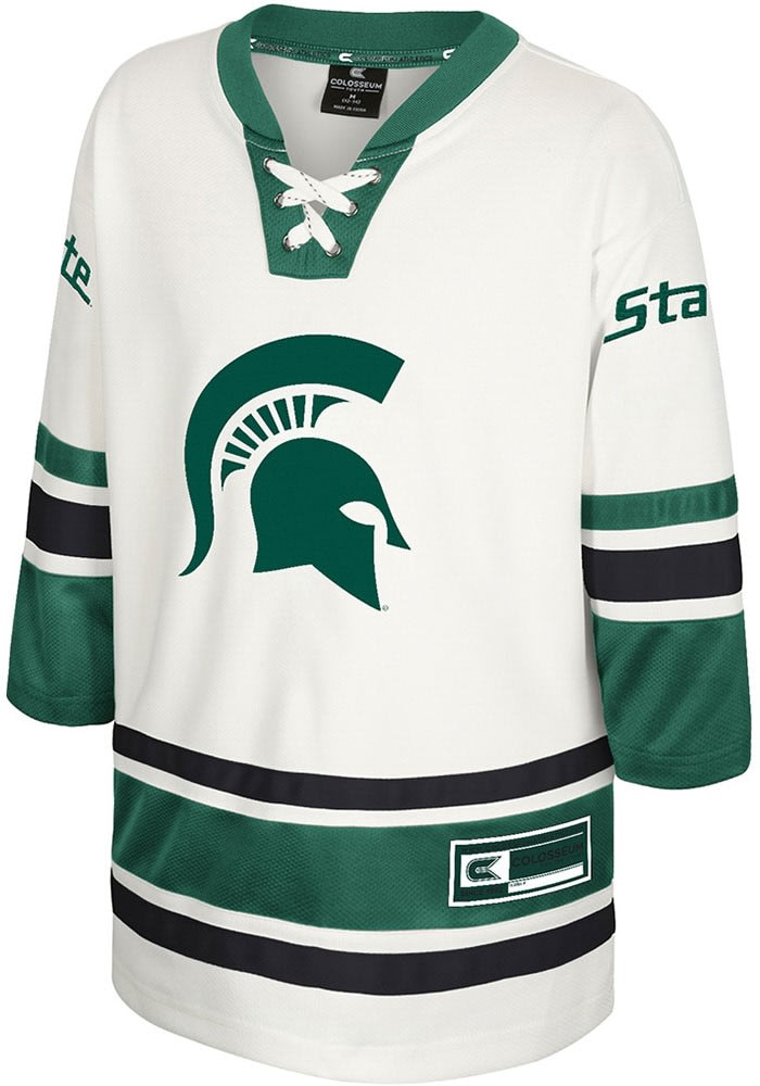 Michigan State Spartans Youth GREEN Puck Proud Hockey Jersey - 150324280