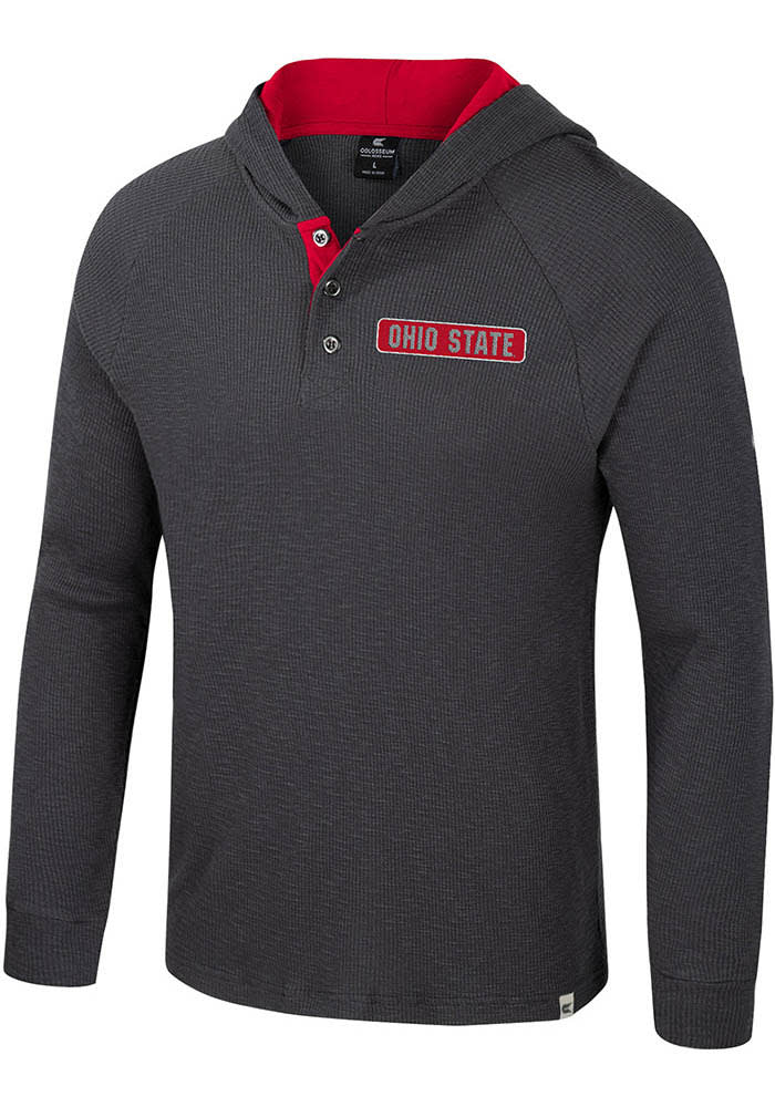 Colosseum Mens CHARCOAL Ohio State Buckeyes Dujour Henley Fashion Hood ...