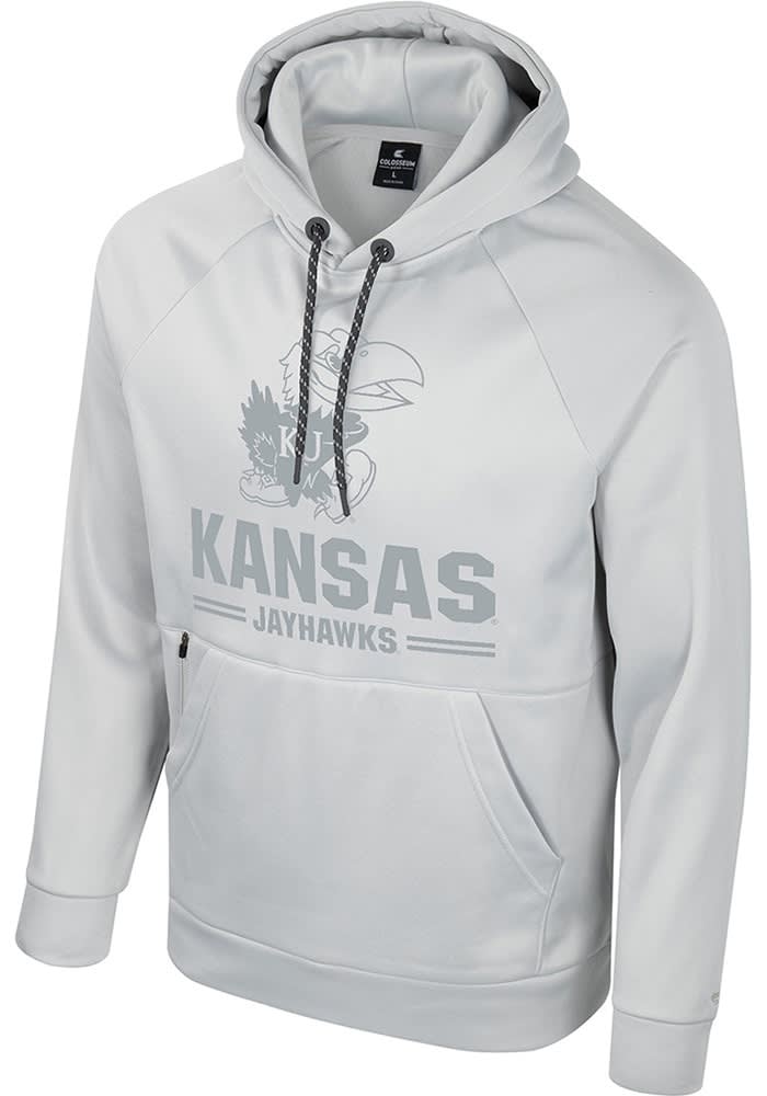 Kansas Jayhawks Mens Colosseum GREY Apoc Fleece Hood - 150329538