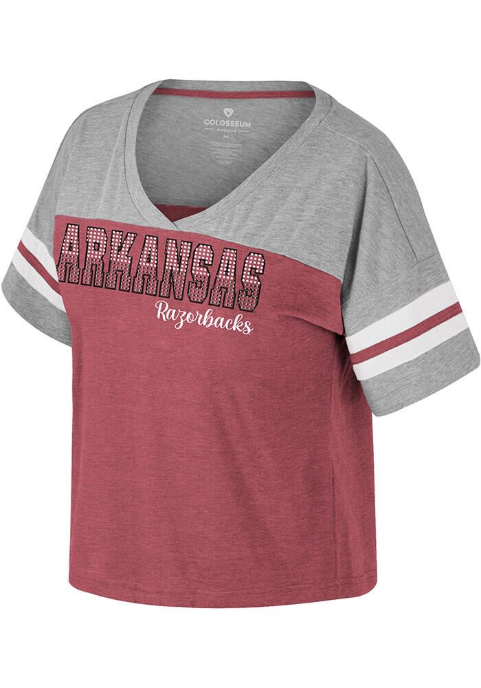 Colosseum Arkansas Razorbacks Womens CRIMSON Treasure Rhinestones T ...