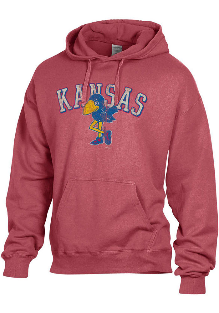 Kansas Jayhawks Mens Red Comfort Wash Hoodie - 15131133