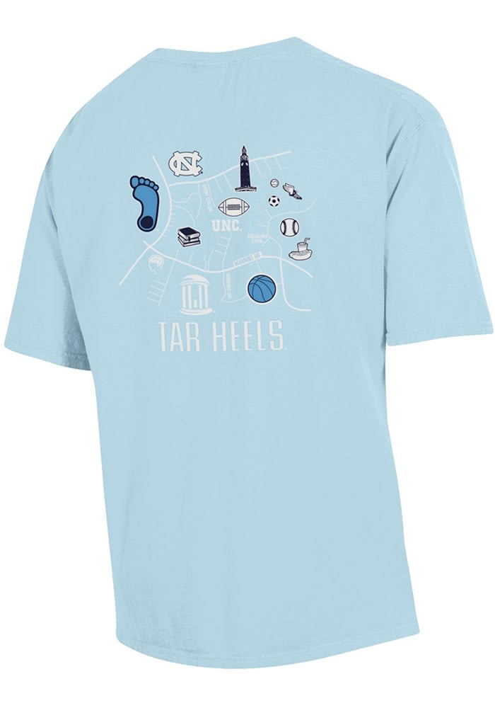 North Carolina Tar Heels LIGHT BLUE Campus Map Short Sleeve T Shirt ...
