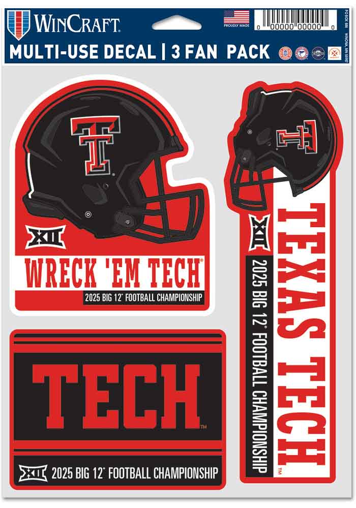 White Texas Tech Red Raiders 2025 BIG12 Football Championship Decal ...