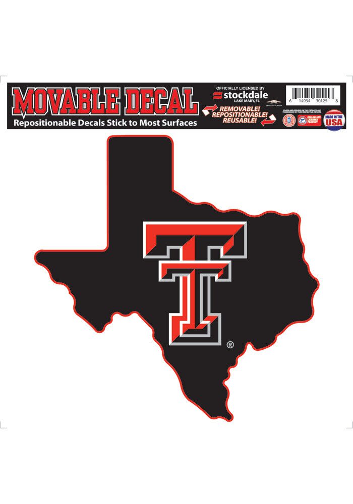 Texas Tech Red Raiders BLACK 8x8 Black Texas Shaped Auto Decal - 16370159