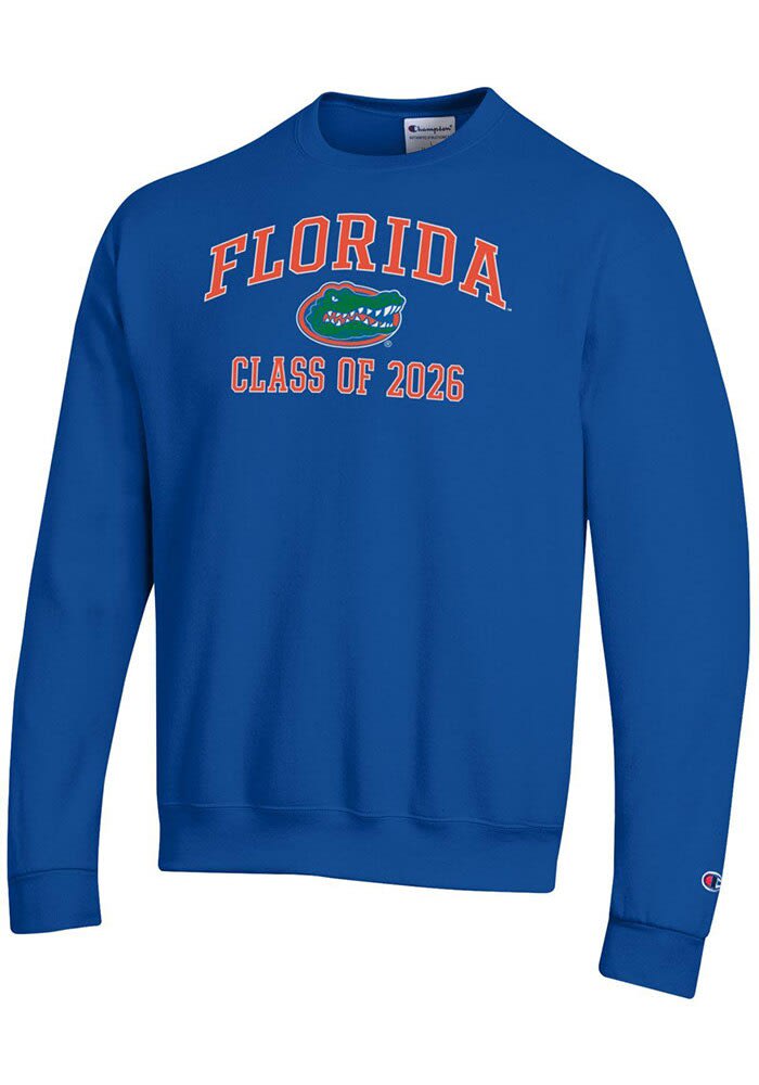 Champion Florida Gators Mens ROYAL Font Class of 2026 Powerblend Crew ...