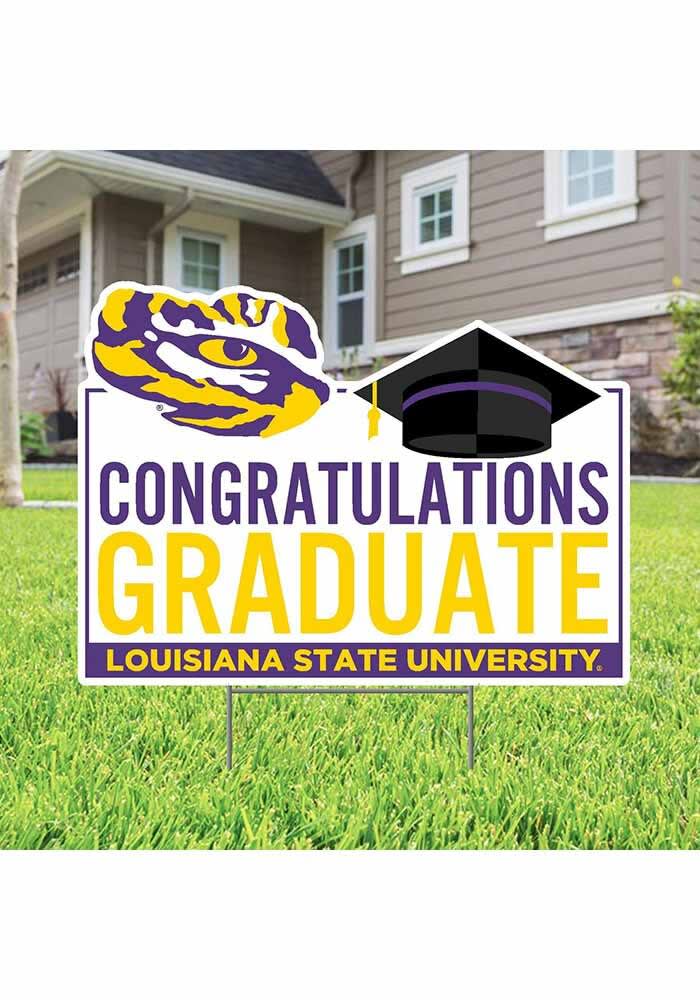 LSU Tigers White Congratulations Graduate Yard Sign - 154318334