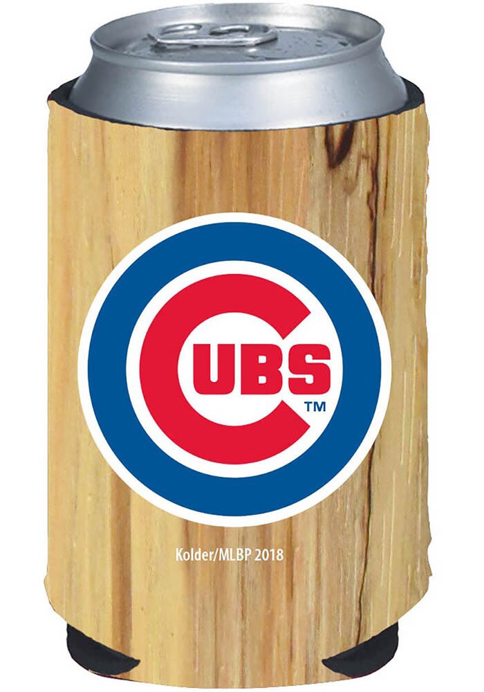 Chicago Cubs Wood Grain Can Coolie - Brown