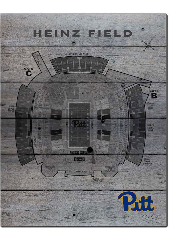 Pitt Panthers GRAY 16x20 Fan Seating Chart Sign - 15670372