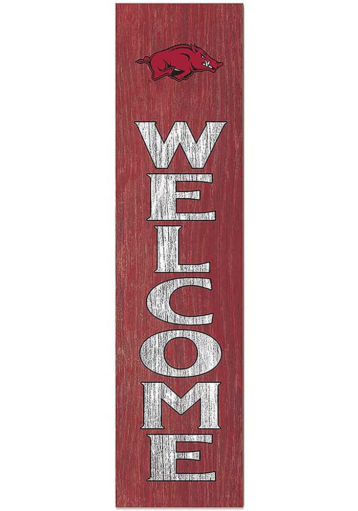 KH Sports Fan Arkansas Razorbacks Red 11x46 Welcome Leaning Sign - 15670390