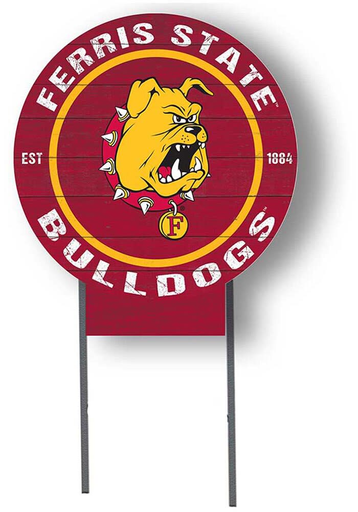Ferris State Bulldogs Red 20x20 Color Logo Circle Yard Sign - 15670432