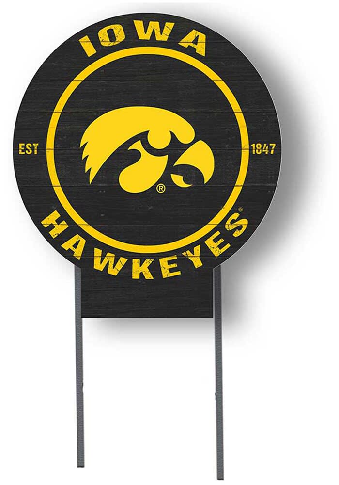 Black KH Sports Fan Iowa Hawkeyes 20x20 Color Logo Circle Yard Sign