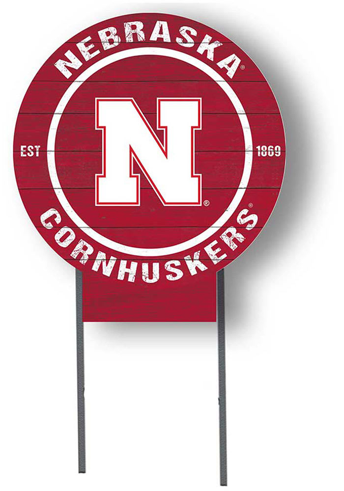 Nebraska Cornhuskers Red 20x20 Color Logo Circle Yard Sign - 15670480