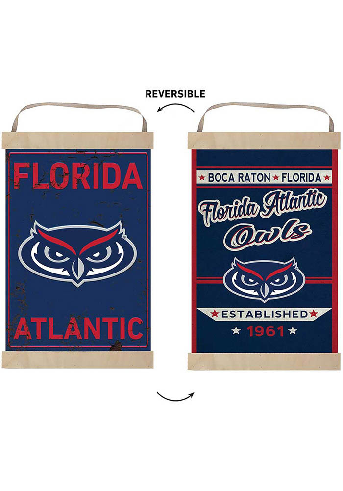 KH Sports Fan Florida Atlantic Owls BLUE Faux Rusted Reversible Banner ...