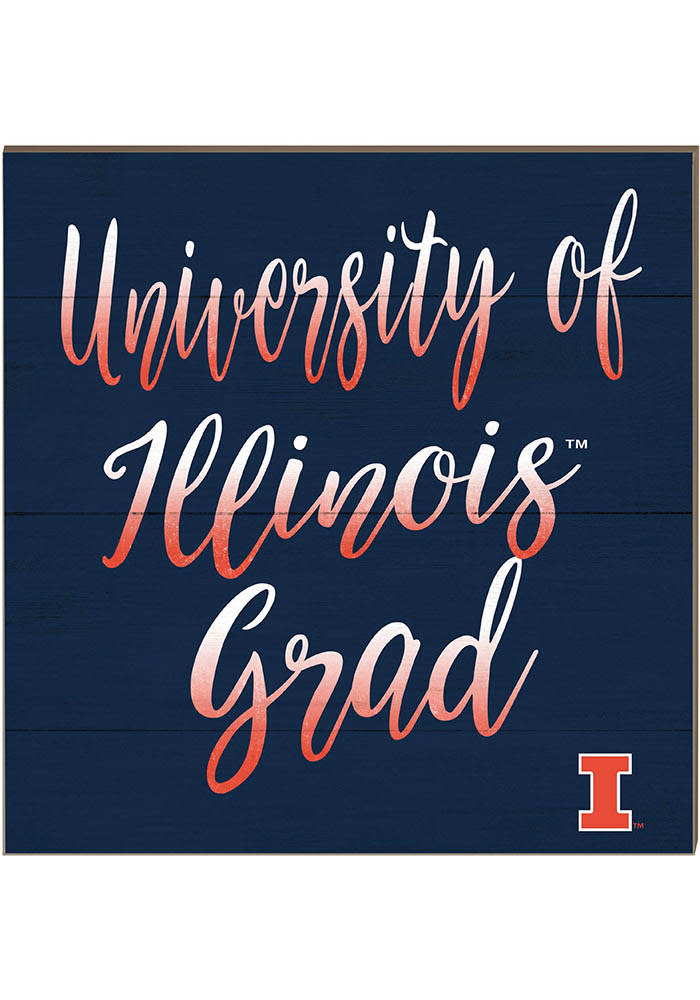 Illinois Fighting Illini ORANGE 10in x 10in Grad Sign - 156711261