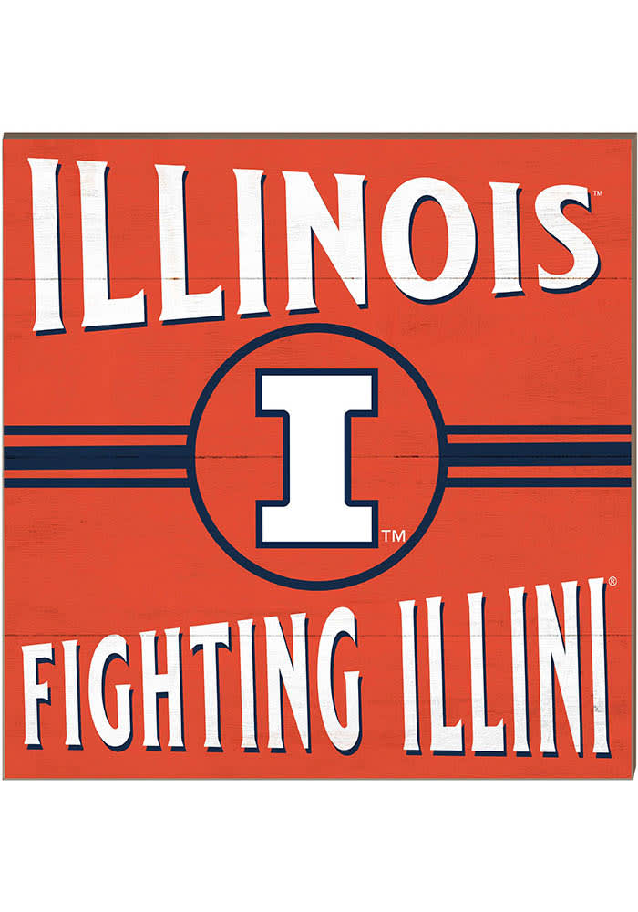 Illinois Fighting Illini ORANGE 10x10 Retro Sign - 156711263