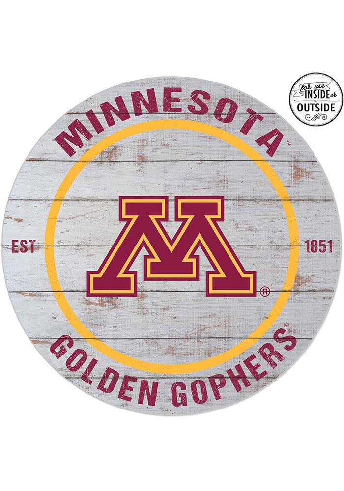 Minnesota Golden Gophers GRAY 20x20 In Out Weathered Circle Sign ...