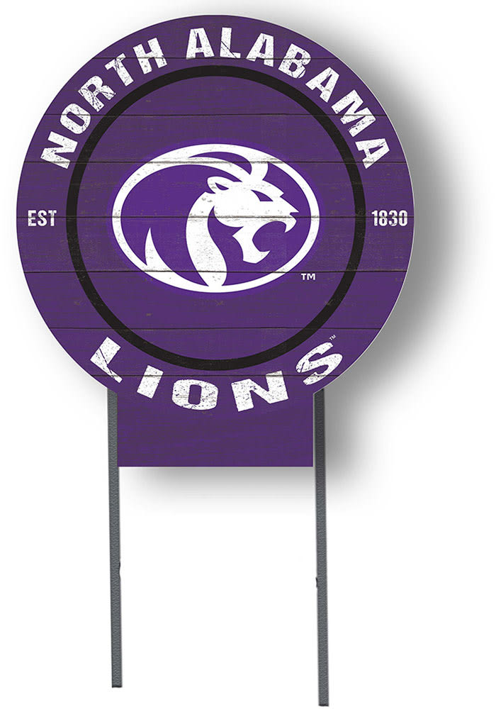 North Alabama Lions 20x20 Color Logo Circle Yard Sign - PURPLE