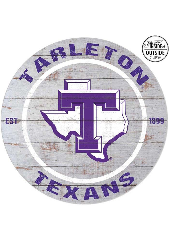 KH Sports Fan Tarleton State Texans GRAY 20x20 In Out Weathered Circle ...