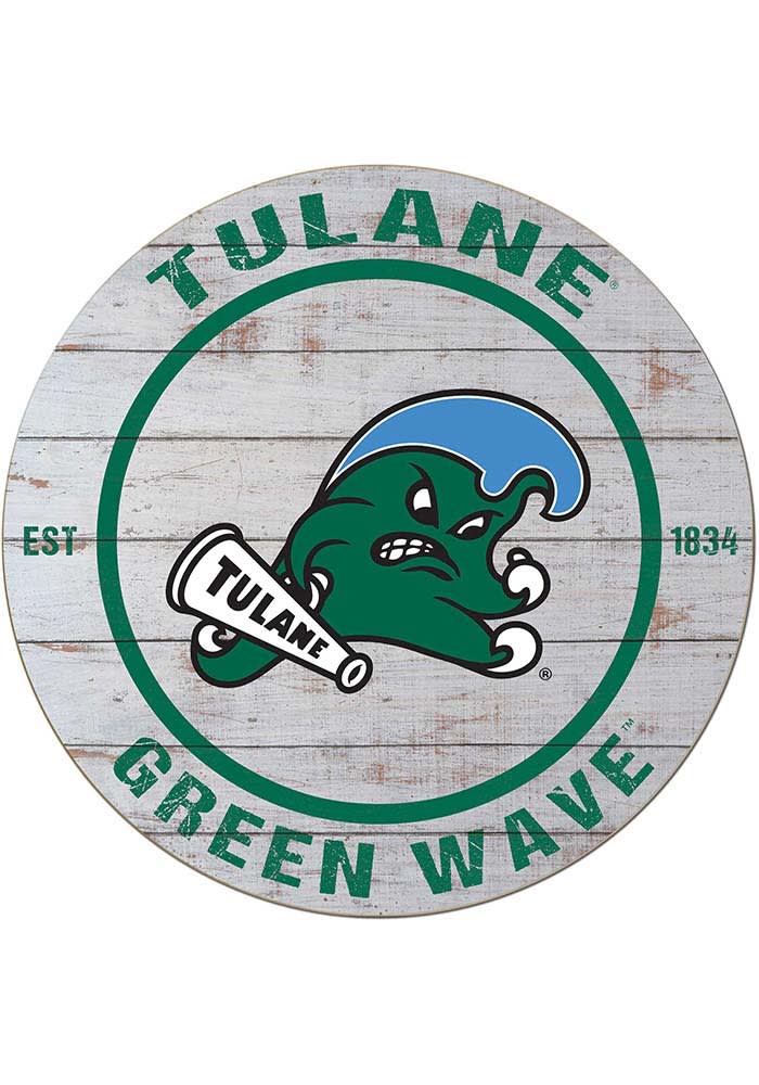KH Sports Fan Tulane Green Wave GRAY 20x20 Weathered Circle Sign ...